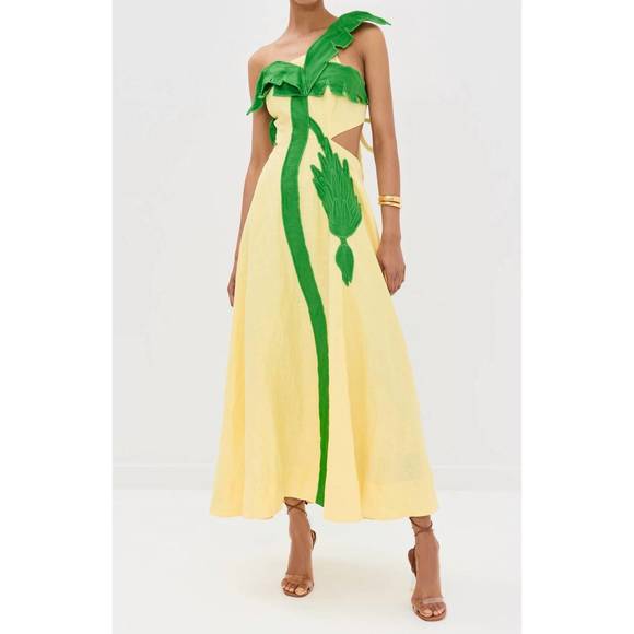 FARM Rio | Dresses | New Farm Rio Palm Tree Cutwork Midi Dress In ...